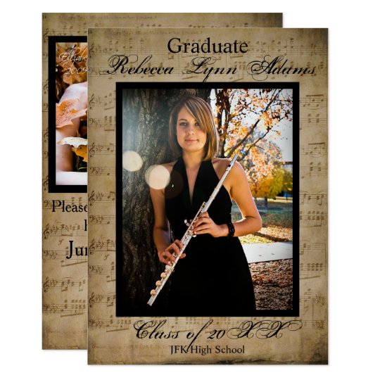 Sheet Music Graduation Announcement with Photos | Zazzle.com