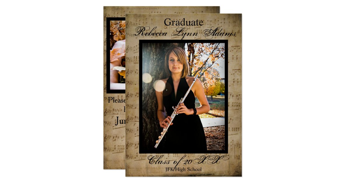 Sheet Music Graduation Announcement with Photos | Zazzle.com