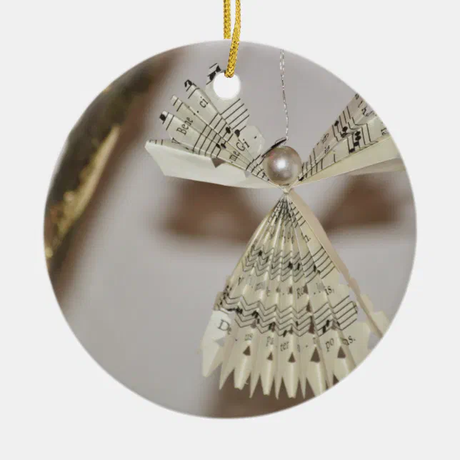 Sheet Music Notes Christmas Angel Pearl Ceramic Ornament | Zazzle
