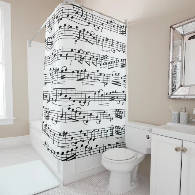 Sheet Music Notes Shower Curtain | Zazzle