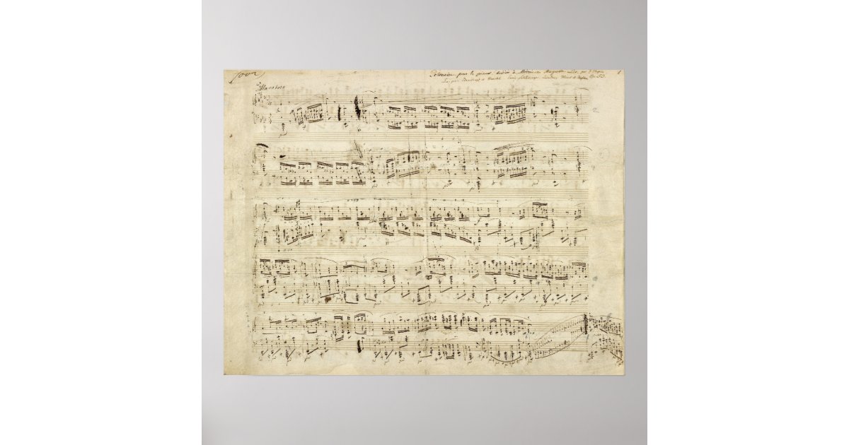 Sheet Music on Parchment Handwritten in Ink Poster | Zazzle