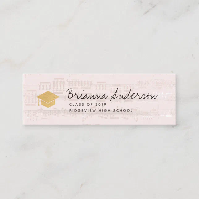 Sheet Music Pink Graduation Insert Name Card | Zazzle