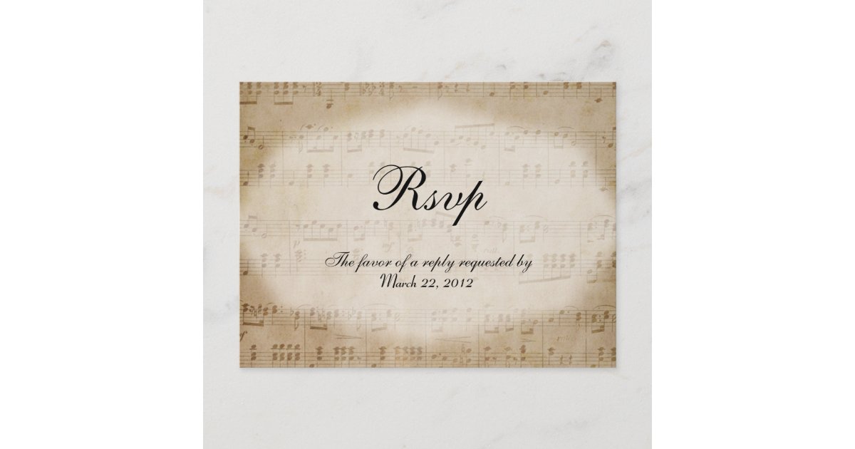Sheet Music RSVP Dinner Choices Postcard | Zazzle
