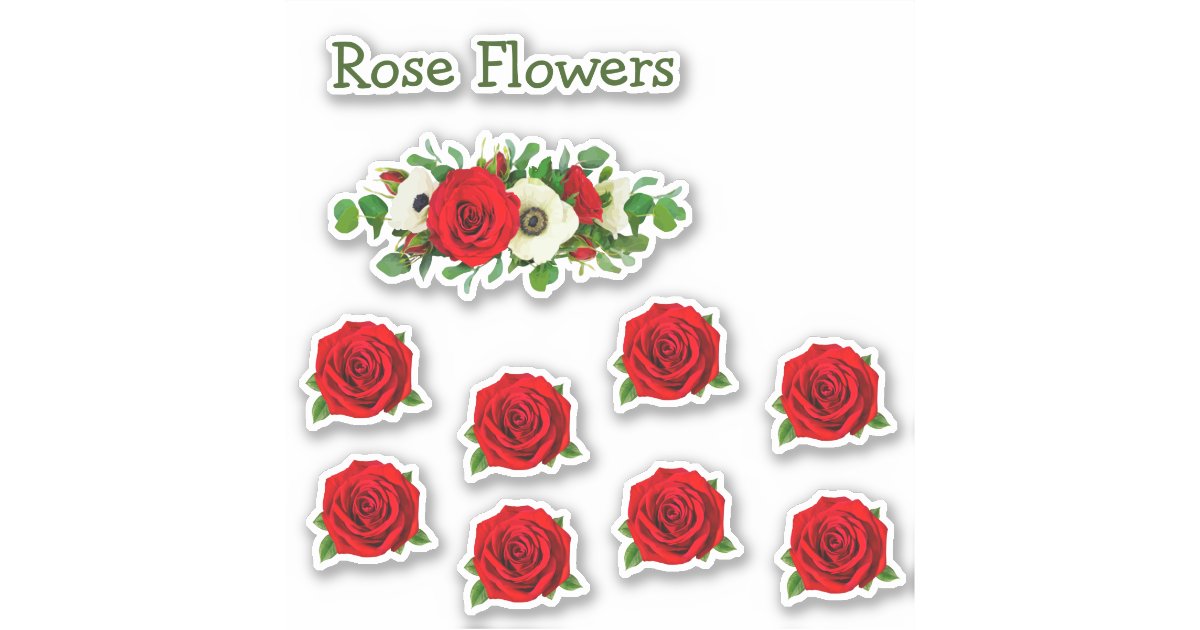 Sheet Of Red Rose Flowers Sticker | Zazzle