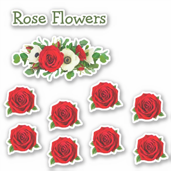 Sheet Of Red Rose Flowers Sticker | Zazzle.com