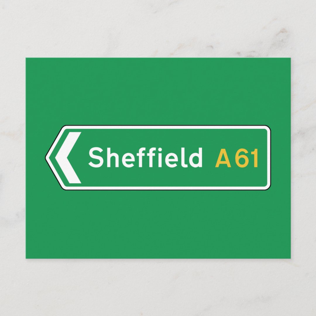 Sheffield, UK Road Sign Postcard | Zazzle