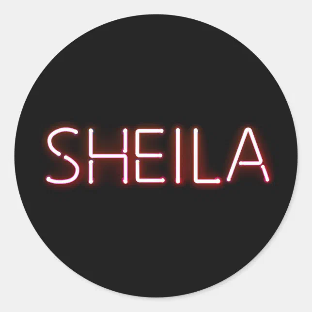 Sheila name in glowing neon lights novelty classic round sticker | Zazzle