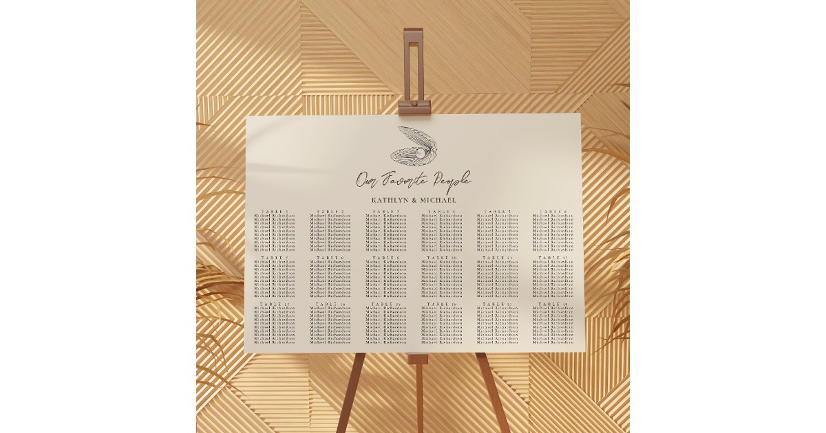 Shell Beach Ocean Wedding 18 Table Seating Charts | Zazzle