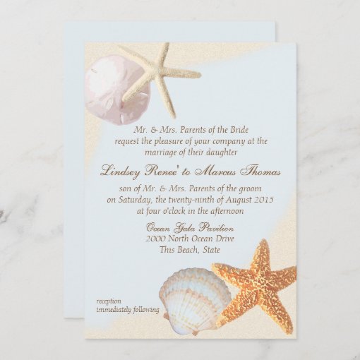 Shell Beach Starfish Wedding Invitation | Zazzle
