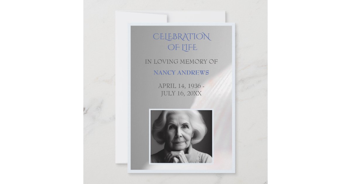 Shell Blue Funeral Memorial Ceremony Invitation | Zazzle