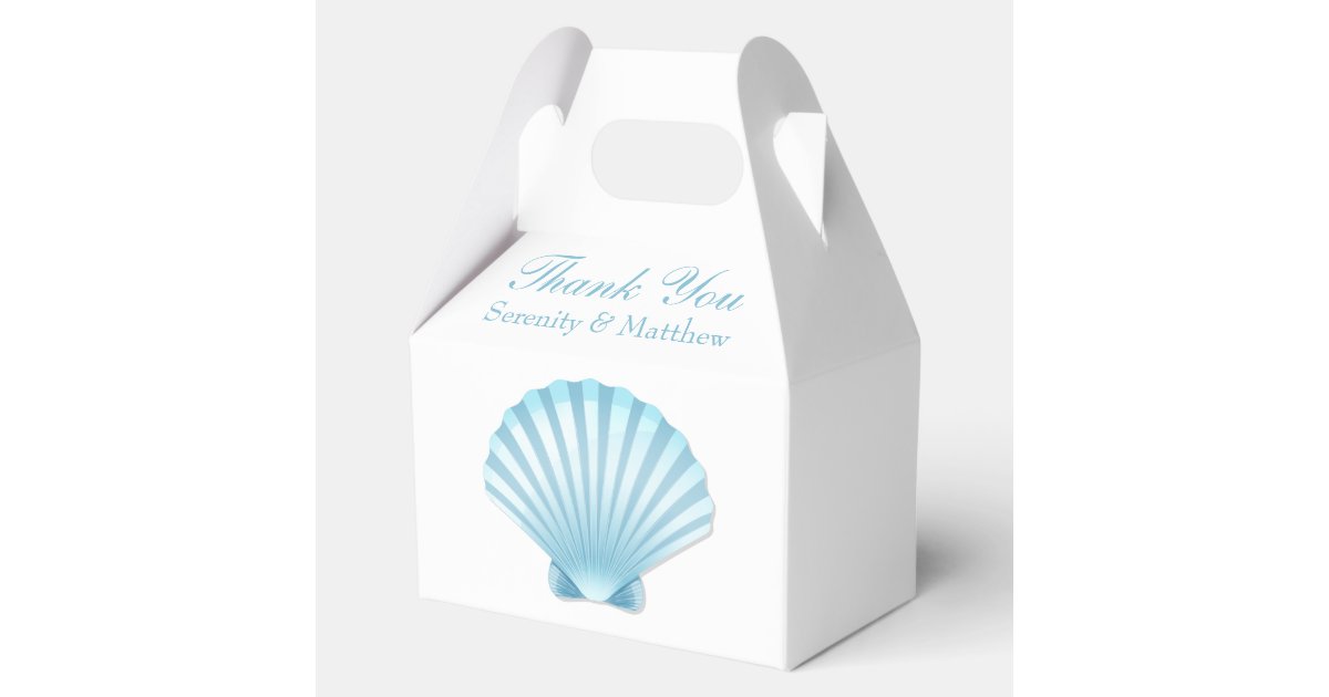Shell Blue Nautical Beach Wedding Thank You Favor Boxes | Zazzle