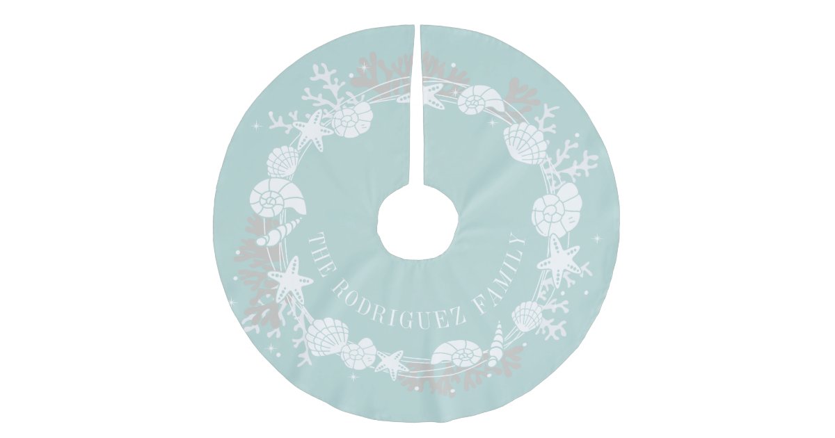 Shell Christmas Wreath Tree Skirt | Zazzle