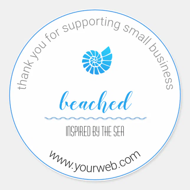 Shell Logo Beach Theme Thank You Label | Zazzle