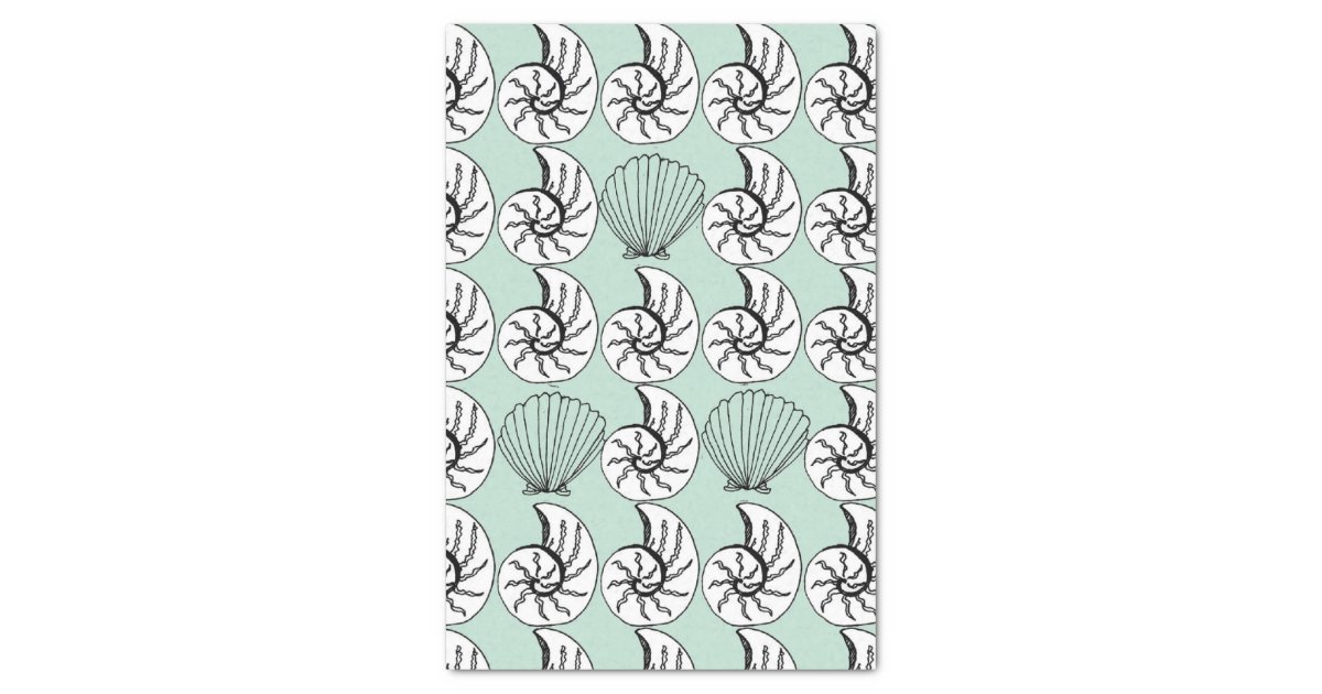 Shell Nautilus Scallop Nautical Beach Tissue Paper | Zazzle