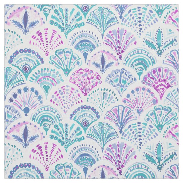 MERM ARMOR Coral Mermaid Scales Fabric | Zazzle