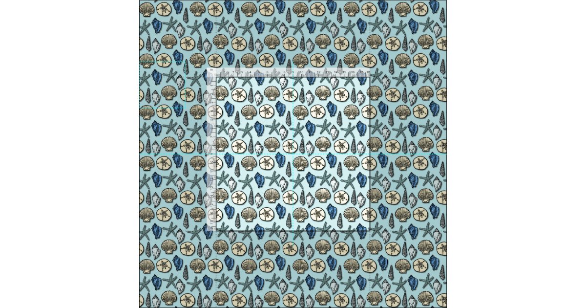 Shell Starfish Sea Nautical Pattern Pretty Blue Fabric | Zazzle