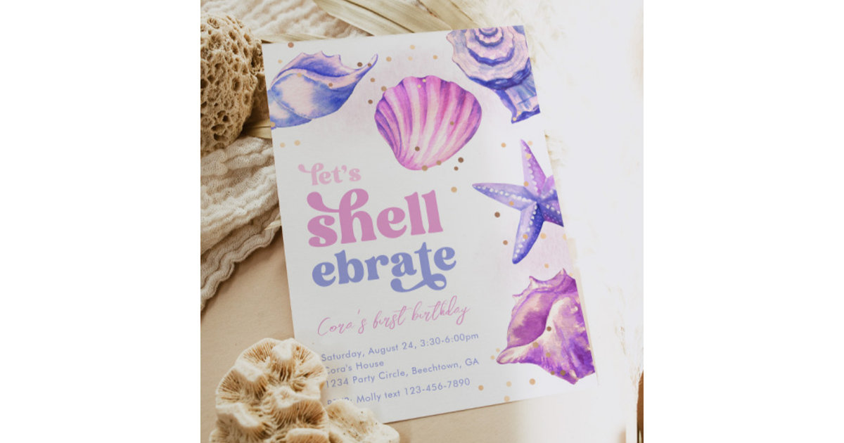 Shellebrate Birthday Invitations | Seashells | Zazzle