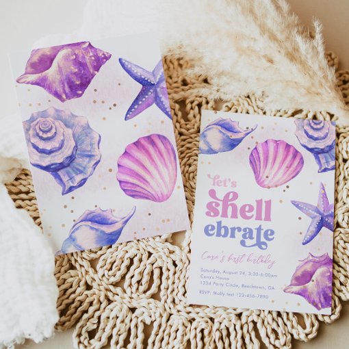 Shellebrate Birthday Invitations | Seashells | Zazzle