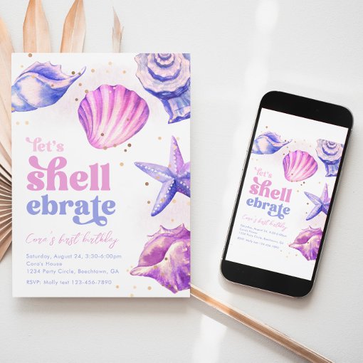 Shellebrate Birthday Invitations | Seashells | Zazzle