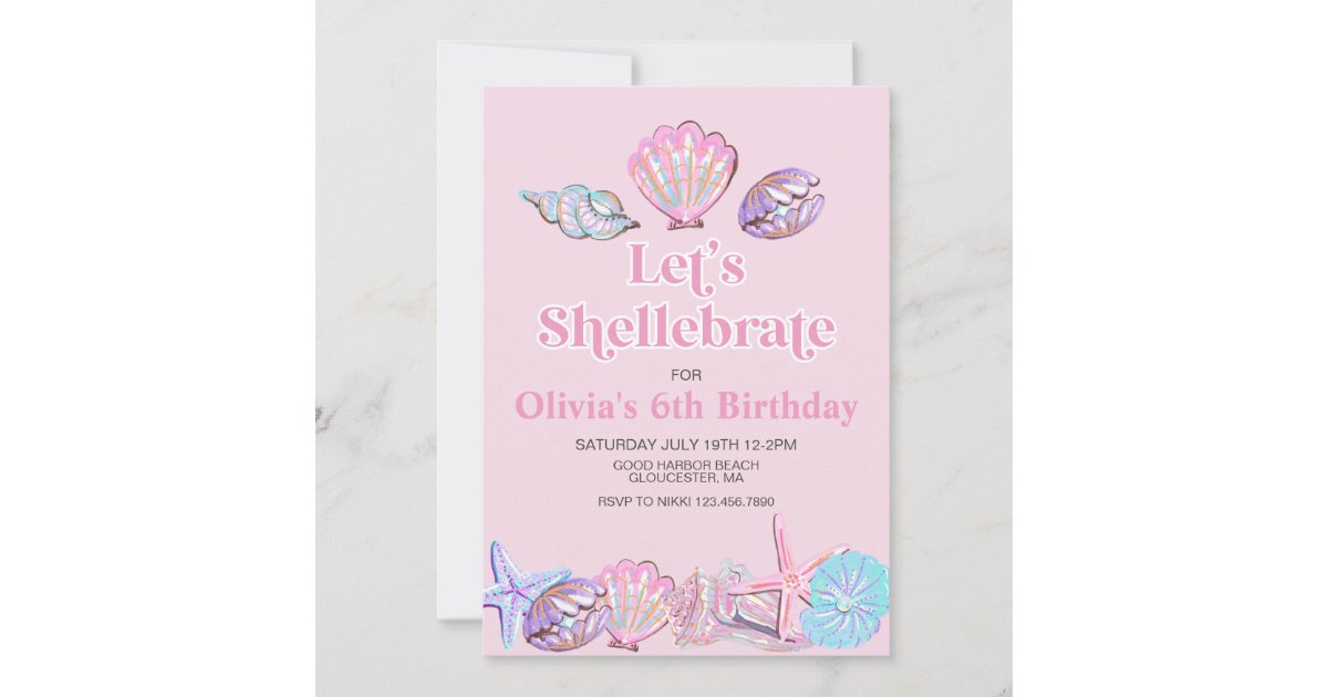 Shellebrate Seashell Beach Birthday Invitation | Zazzle