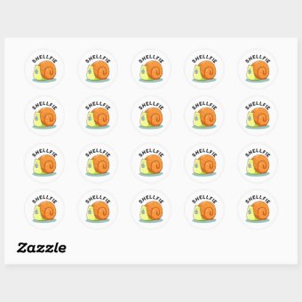 Shellfie Funny Snail Selfie Pun Classic Round Sticker | Zazzle