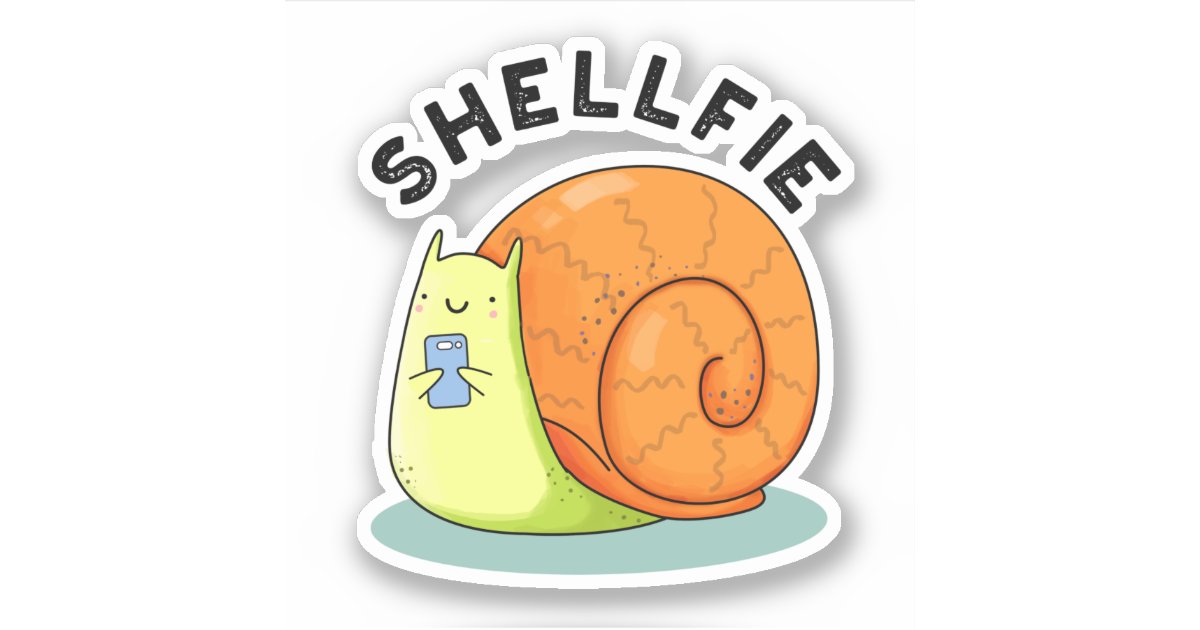 Shellfie Funny Snail Selfie Pun Sticker | Zazzle