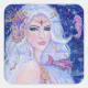 Shellina mermaid with seahorse by Renee Lavoie Square Sticker | Zazzle