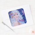 Shellina mermaid with seahorse by Renee Lavoie Square Sticker | Zazzle