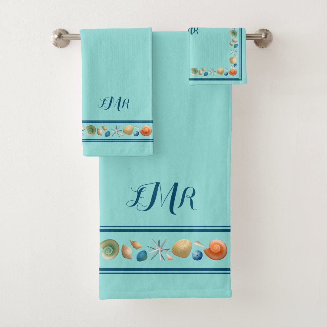Shells & Stripes Bath Towel Set | Zazzle