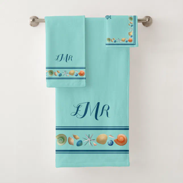 Shells & Stripes Bath Towel Set | Zazzle