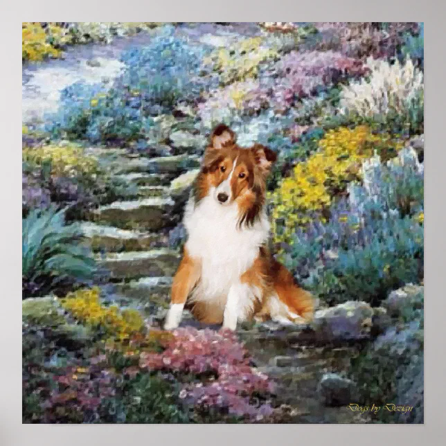 Sheltie Art Where Love Grows Poster | Zazzle
