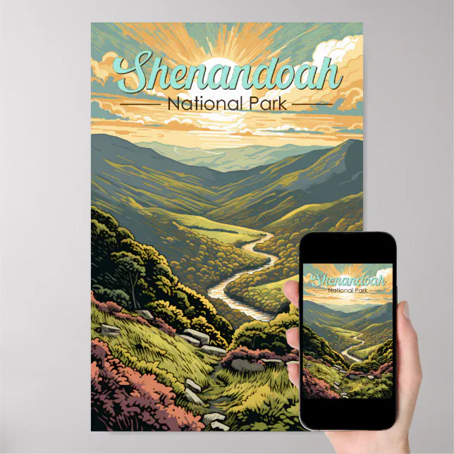 Shenandoah National Park Illustration Travel Retro Poster | Zazzle