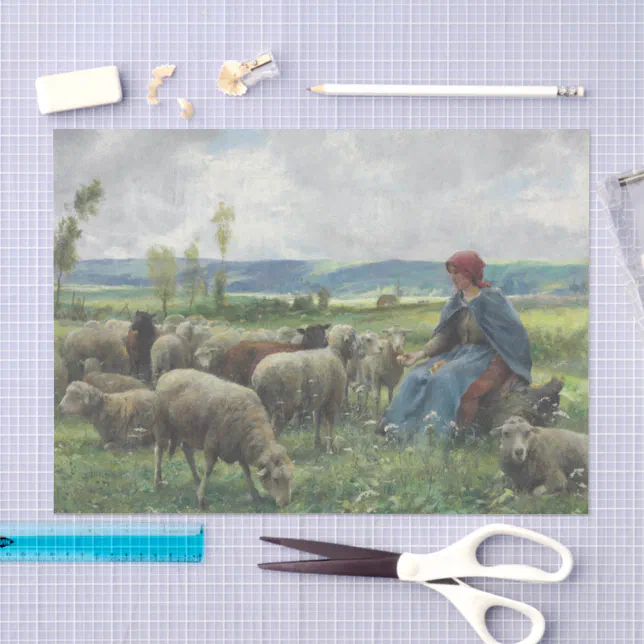Shepherdess and Sheep by Julien Dupre Tissue Paper | Zazzle
