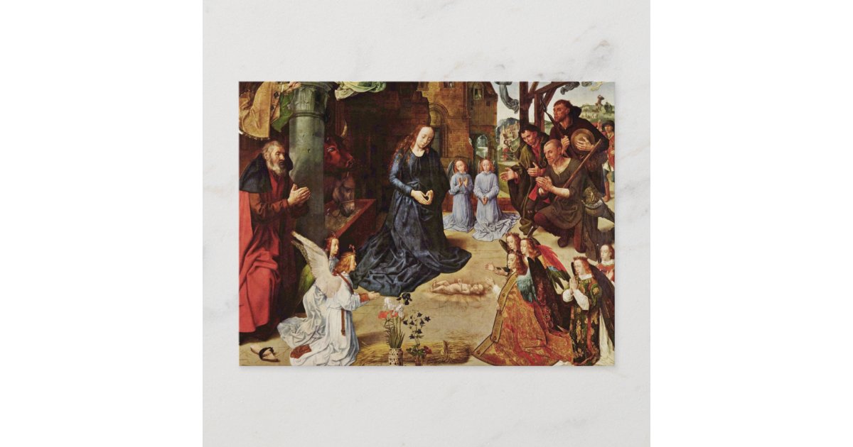 Shepherds and Angels Adore Him Postcard | Zazzle