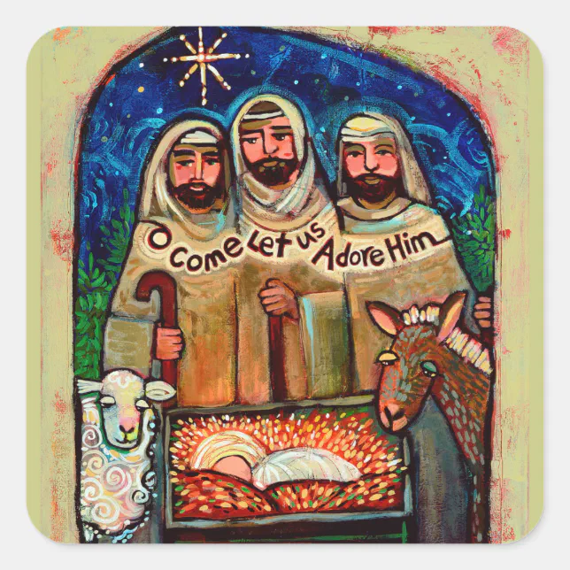 Shepherds at the Manger Christmas Stickers | Zazzle