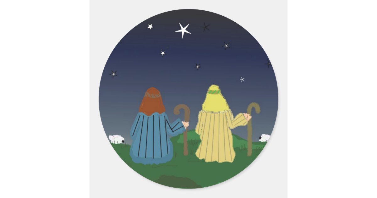 Shepherds Watching Over Their Flocks Classic Round Sticker | Zazzle