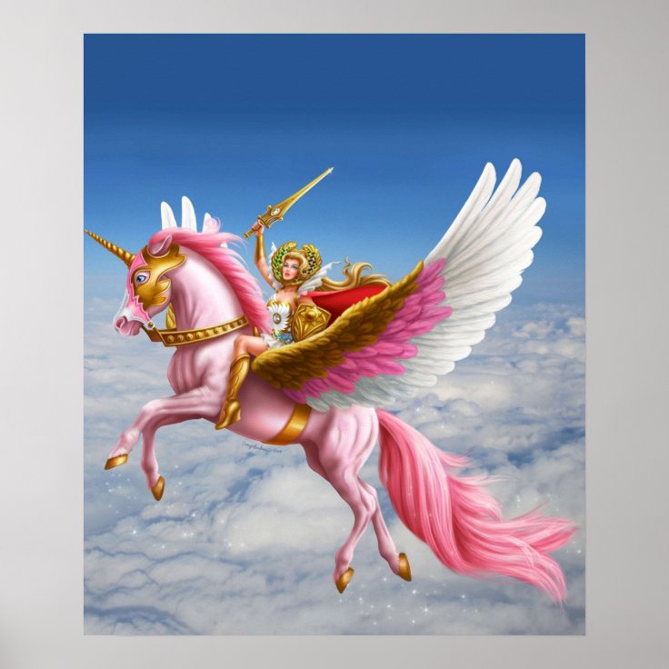 SheRa and Swiftwind soaring in the clouds Poster | Zazzle