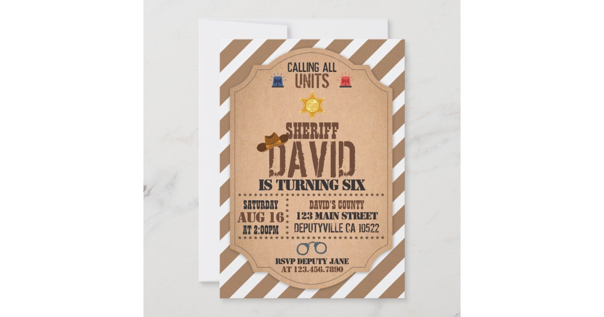 Sheriff Birthday Invitation | Zazzle