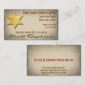 Sheriff Business Card | Zazzle