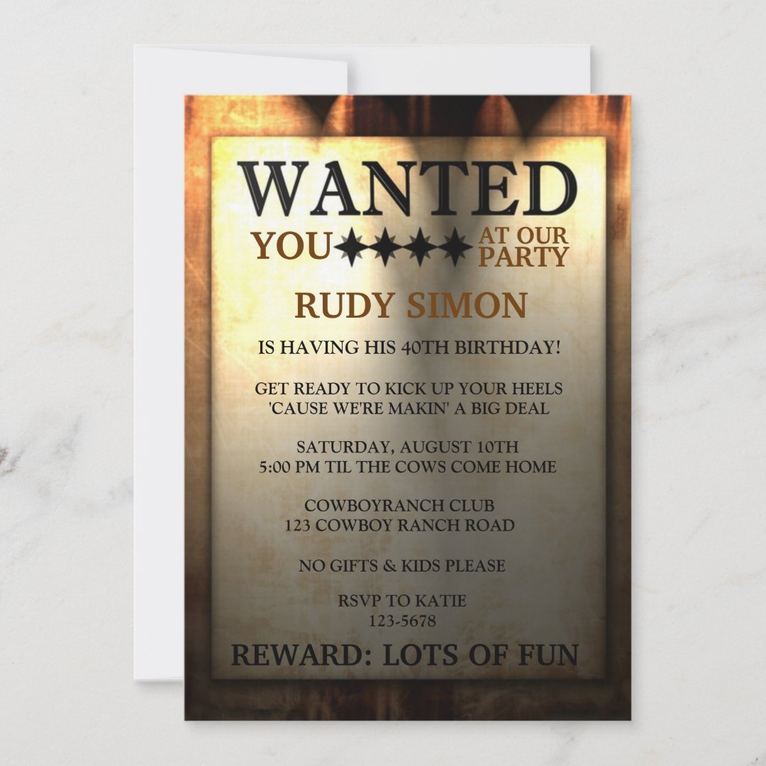 Sheriff's Wanted Poster Invitations | Zazzle