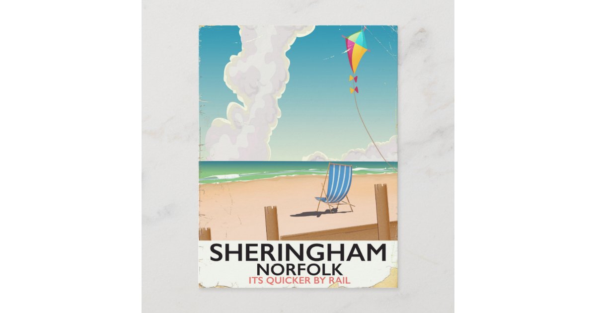 Sheringham Norfolk Beach travel poster Postcard | Zazzle