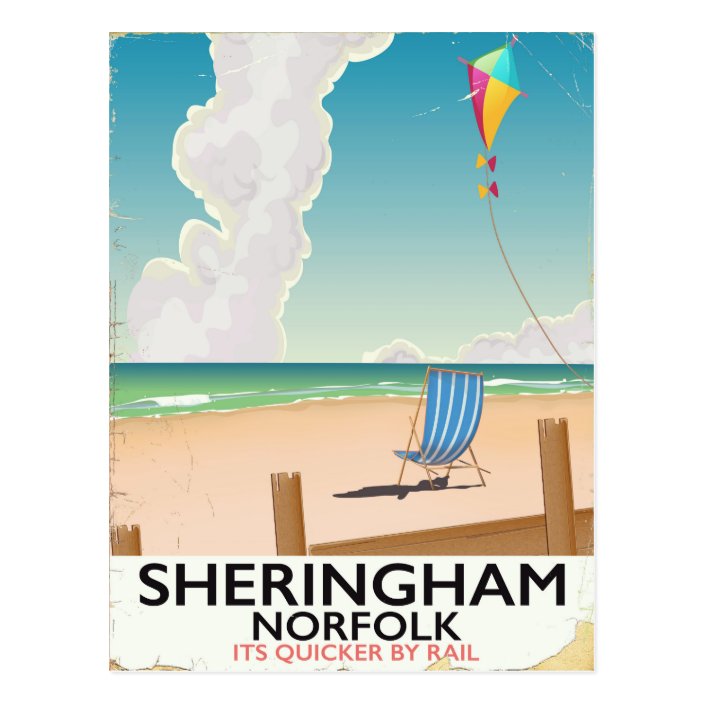Sheringham Norfolk Beach travel poster Postcard | Zazzle.com