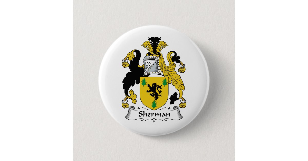 Sherman Family Crest Button | Zazzle