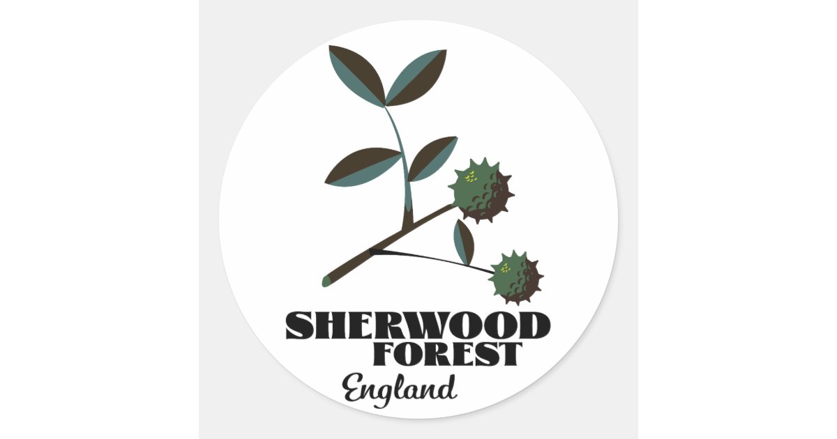Sherwood Forest England travel poster Classic Round Sticker | Zazzle