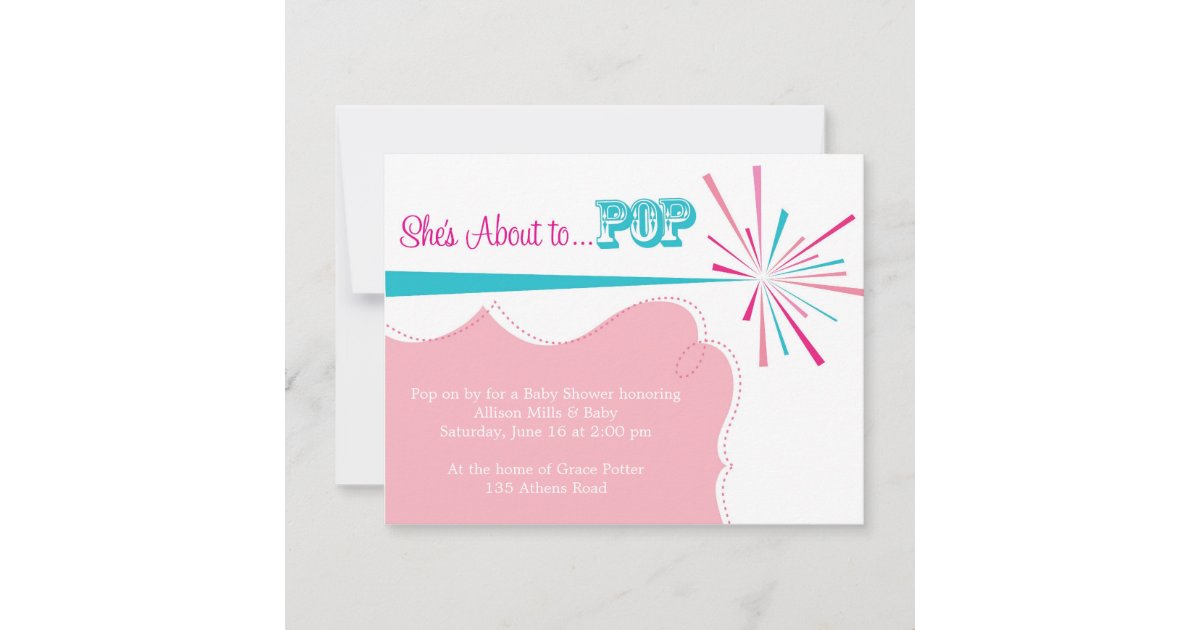 She's About to POP Baby Shower Invitation | Zazzle