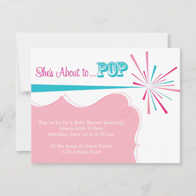 She's About to POP Baby Shower Invitation | Zazzle