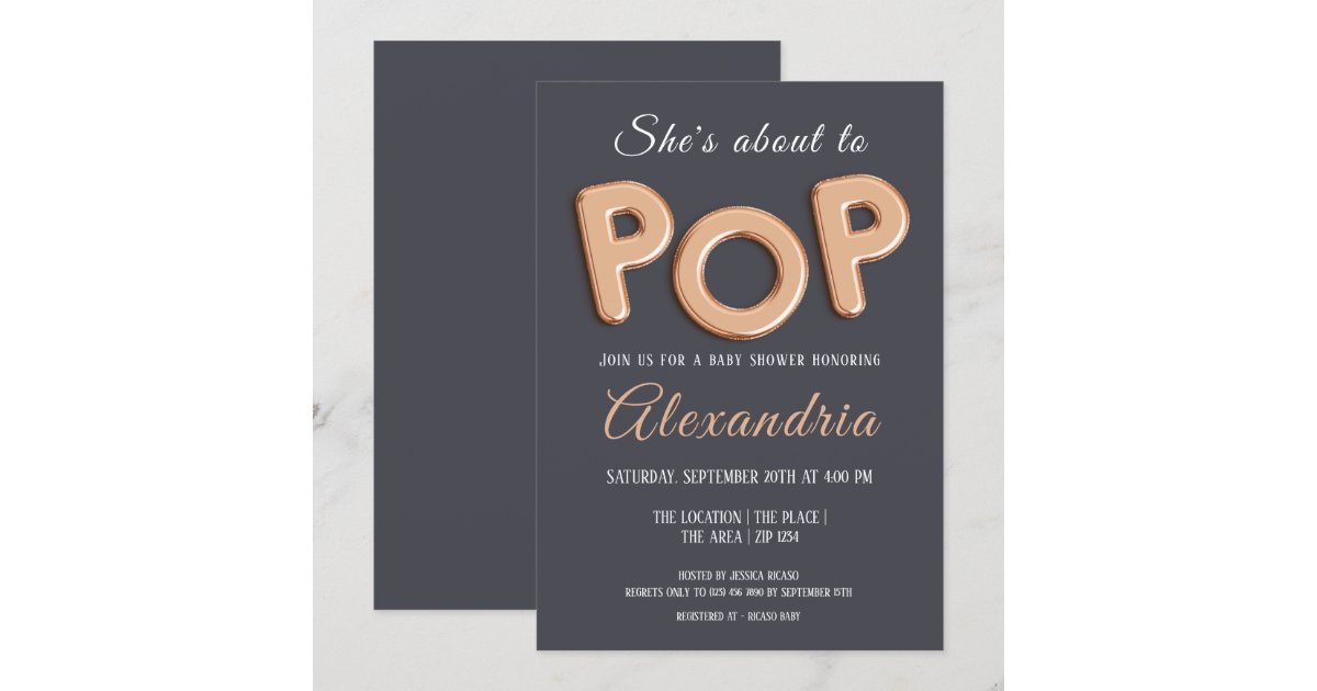 Shes About To Pop Baby Shower Unisex Invitation | Zazzle
