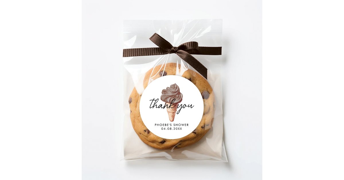 She's Been Scooped Up Chocolate Shower Favor Classic Round Sticker | Zazzle