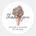 She's Been Scooped Up Chocolate Shower Favor Classic Round Sticker | Zazzle