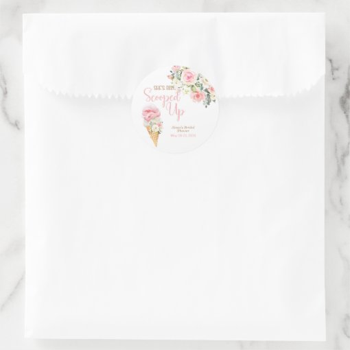 She's Been Scooped Up Custom Classic Round Sticker | Zazzle
